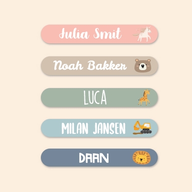 Mini Naamstickers: gepersonaliseerde naamlabels in verschillende ...