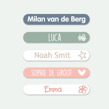 Mini Naamstickers: gepersonaliseerde naamlabels in verschillende ...