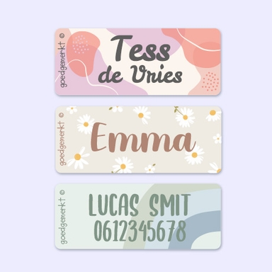 Kleine Naamstickers: gepersonaliseerde naamlabels in verschillende ...