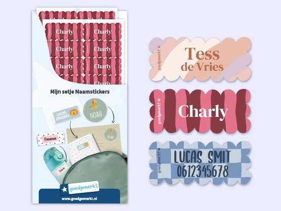 Wave Design Naamstickers met hippe prints - Goedgemerkt
